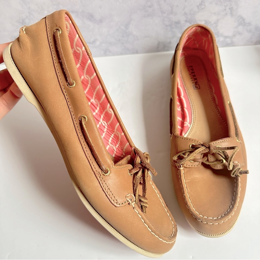 Sperry Audrey Desert Tan Leather Top Sider Loafers Bo… - Gem